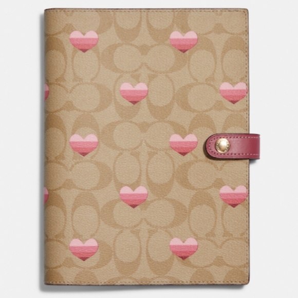 Coach | Office | Coach Notebook In Signature Canvas With Stripe Hearts ...